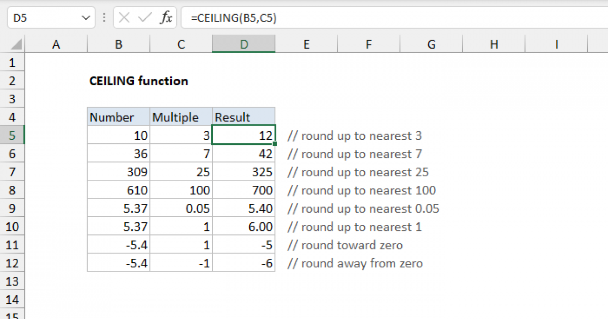 Excel CEILING Function Exceljet
